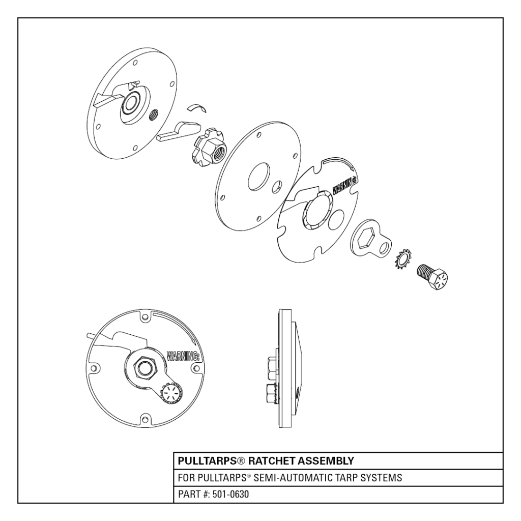 Ratchet Assembly for Pulltarps Semi-Automatic Tarp Systems - Pulltarps Mfg