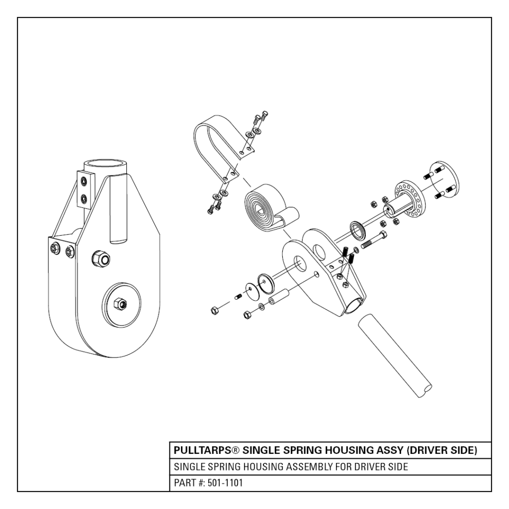 Left Side Spring Housing, Single Springs for Applications to 40′