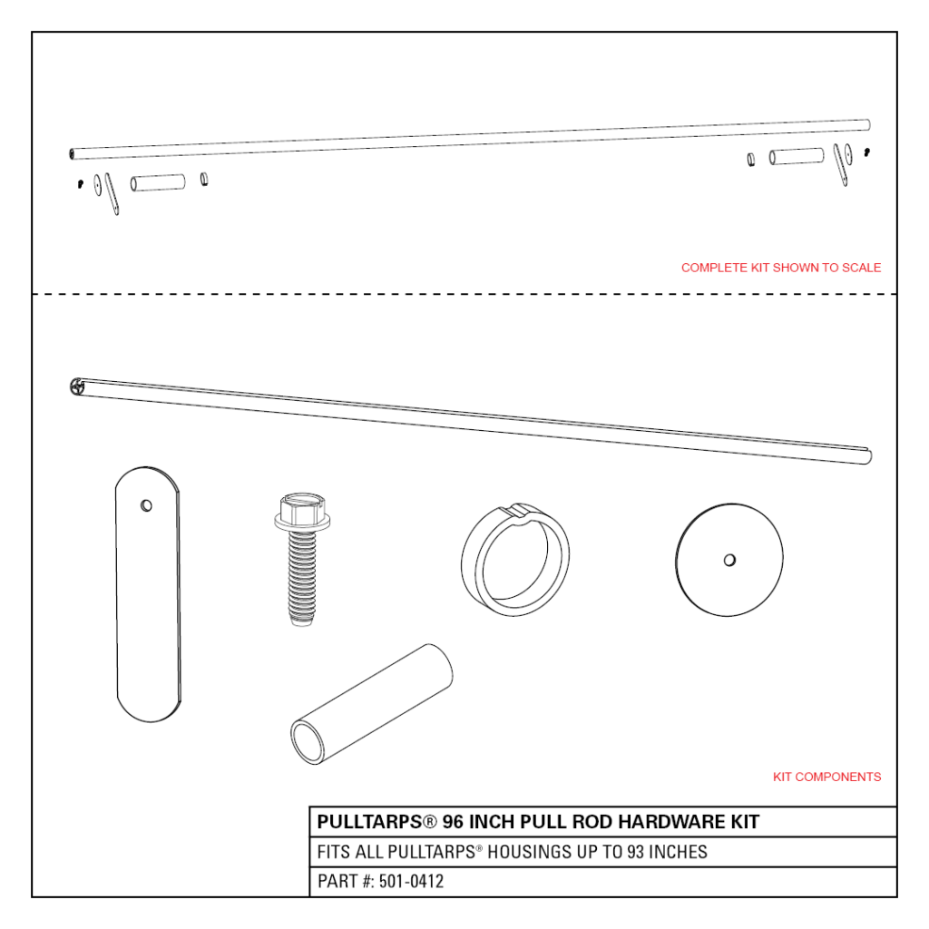 96in Pull Rod Hardware Kit - Pulltarps Mfg